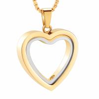 China Stainless Steel Glass Heart Locket for Pet Ashes or Hair Keepsakes Memorial Necklace for sale