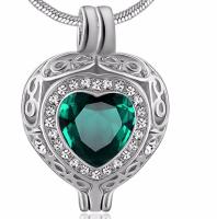 China Personalized Memorial Birthstone Cremation Necklace Ashes Urn Keepsake Locket Pendant for sale