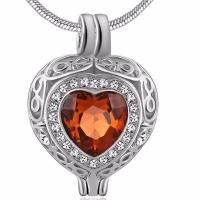 China Personalized Memorial Birthstone Cremation Necklace Ashes Urn Keepsake Locket Pendant for sale