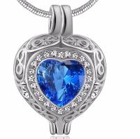 China Personalized Memorial Birthstone Cremation Necklace Ashes Urn Keepsake Locket Pendant for sale