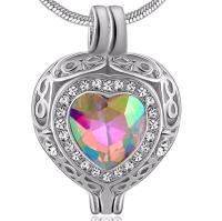 China Personalized Memorial Birthstone Cremation Necklace Ashes Urn Keepsake Locket Pendant for sale