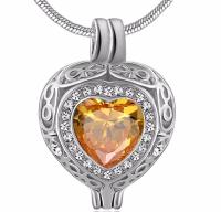 China Personalized Memorial Birthstone Cremation Necklace Ashes Urn Keepsake Locket Pendant for sale