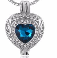 China Personalized Memorial Birthstone Cremation Necklace Ashes Urn Keepsake Locket Pendant for sale