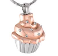 China Engravable Cupcake Stainless Steel Cremation Jewelry Urn Pendant Perfect for Human Ashes for sale