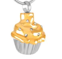 China Engravable Cupcake Stainless Steel Cremation Jewelry Urn Pendant Perfect for Human Ashes for sale