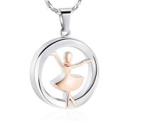 China Stainless Steel Cremation Urn Pendant Necklace Dancer Memorial Jewelry for Women and Girls for sale