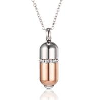 China Gift Occasion Stainless Steel Gold Crystal Capsule Locket Cremation Urn Pendant Necklace for sale