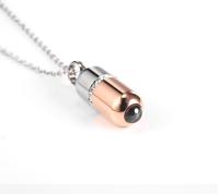 China Gift Occasion Stainless Steel Gold Crystal Capsule Locket Cremation Urn Pendant Necklace for sale