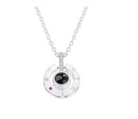 China Stainless Steel Rose Gold Silver 100 Languages I Love You Projection Pendant Necklace for sale