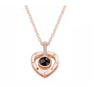 China Stainless Steel Rose Gold Silver 100 Languages I Love You Projection Pendant Necklace for sale