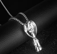 China Angel Wings Cremation Urn Necklace for Ashes Stainless Steel Perfume Jewelry Keepsake for sale