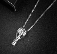 China Angel Wings Cremation Urn Necklace for Ashes Stainless Steel Perfume Jewelry Keepsake for sale