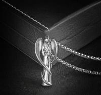 China Angel Wings Cremation Urn Necklace for Ashes Stainless Steel Perfume Jewelry Keepsake for sale