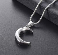 China Stainless Steel Crescent Moon Cremation Jewelry For Ashes Keepsake Memorial Urn Necklace for sale