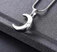 China Stainless Steel Crescent Moon Cremation Jewelry For Ashes Keepsake Memorial Urn Necklace for sale