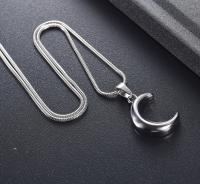 China Stainless Steel Crescent Moon Cremation Jewelry For Ashes Keepsake Memorial Urn Necklace for sale