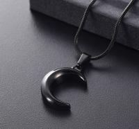 China Stainless Steel Crescent Moon Cremation Jewelry For Ashes Keepsake Memorial Urn Necklace for sale