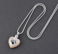 China Warm Heart Dog Paw Print Cremation Jewelry Keepsake Memorial Urn Necklace Ash Holder Pendant for sale