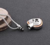China Warm Heart Dog Paw Print Cremation Jewelry Keepsake Memorial Urn Necklace Ash Holder Pendant for sale