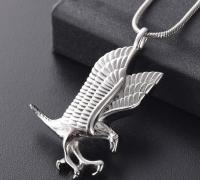 China Stainless Steel Keepsake Cremation Jewelry for Ashes Holder Eagle Memorial Urn Necklace for sale