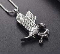 China Stainless Steel Keepsake Cremation Jewelry for Ashes Holder Eagle Memorial Urn Necklace for sale