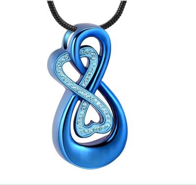 China Stainless Steel Infinite Love Cremation Urn Necklace Personalized Memorial Keepsake for sale