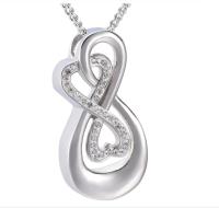 China Stainless Steel Infinite Love Cremation Urn Necklace Personalized Memorial Keepsake for sale