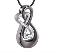 China Stainless Steel Infinite Love Cremation Urn Necklace Personalized Memorial Keepsake for sale