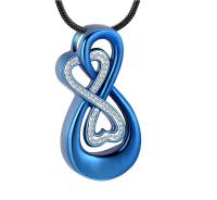 China Stainless Steel Infinite Love Cremation Urn Necklace Personalized Memorial Keepsake for sale