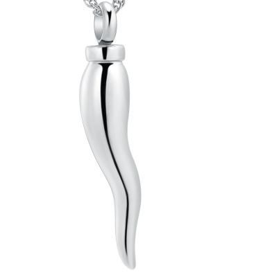 China Stainless Steel Italian Horn Shape Cremation Jewelry for Ashes Keepsake Urns Necklace for sale