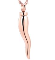 China Stainless Steel Italian Horn Shape Cremation Jewelry for Ashes Keepsake Urns Necklace for sale