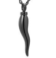 China Stainless Steel Italian Horn Shape Cremation Jewelry for Ashes Keepsake Urns Necklace for sale