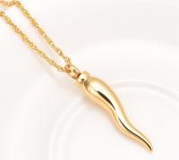 China Stainless Steel Italian Horn Shape Cremation Jewelry for Ashes Keepsake Urns Necklace for sale