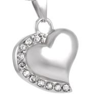 China Eye-Catching Silver/Gold/Rose Gold Cremation Necklace with Clear Crystal Heart Detail for sale