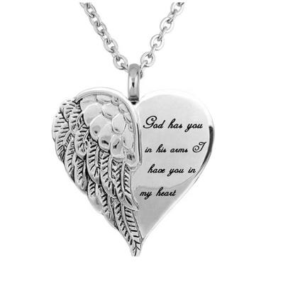 China Jewelry Type Pendants or Charms Angel Wing Hold Heart Cremation Urn Necklace Keepsake for sale