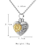 China Carved Sunflower Pendant Necklace with Forever In My Heart Cremation Ash Picture for sale