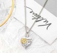 China Carved Sunflower Pendant Necklace with Forever In My Heart Cremation Ash Picture for sale