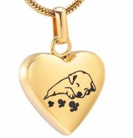 China Personalized Engraving Sleeping Dog In My Heart Cremation Urn Necklace For Pet Ashes for sale