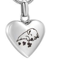 China Personalized Engraving Sleeping Dog In My Heart Cremation Urn Necklace For Pet Ashes for sale