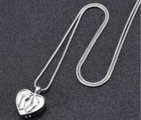 China Pet Funeral Footprints in Heart Keepsake Jewelry Ashes Locket Cremation Urn Necklace for sale