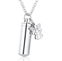 China Jewelry Type Angel Wing Decorative Virgin Mary/Heart Shape Ornaments Keychain Vial Necklace for Ashes for sale