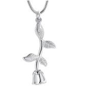 China Stainless Steel Rose Flower Urn Pendant Necklace for Ashes Memorial Cremation Jewelry for sale