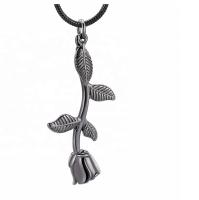 China Stainless Steel Rose Flower Urn Pendant Necklace for Ashes Memorial Cremation Jewelry for sale
