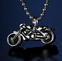 China Stainless Steel Cremation Urns Necklace Women's Engraved Punk Boys Motorcycle Pendant for sale