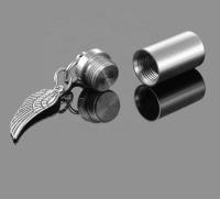 China OEM/ODM Men Stainless Steel Perfume Holder Bullet Cylinder Ashes Urn Pendant Angel Wing Charm Memorial Necklace Jewelry 6 Sizes for sale