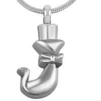 China Stainless Steel Memorial Cremation Jewelry Cat Ash Urn Necklace with Bow Tie Design for sale