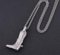 China CNC Inlay Technology Men's Military Boot Cremation Jewelry Keepsake Pendant Necklace for sale
