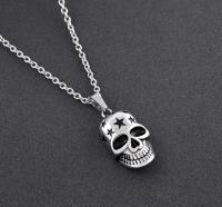 China Cool Star Skull Cremation Necklace For Ashes Locket Mini Memorial Urn Jewelry Keepsake Ideal Gift for Men for sale