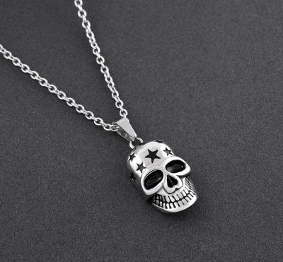 China Cool Star Skull Cremation Necklace For Ashes Locket Mini Memorial Urn Jewelry Keepsake Ideal Gift for Men for sale