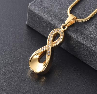 China Ashes Pendant With Cubic Zircon Keepsake Urn For Human Pet 18K Gold Plated Decoration for sale